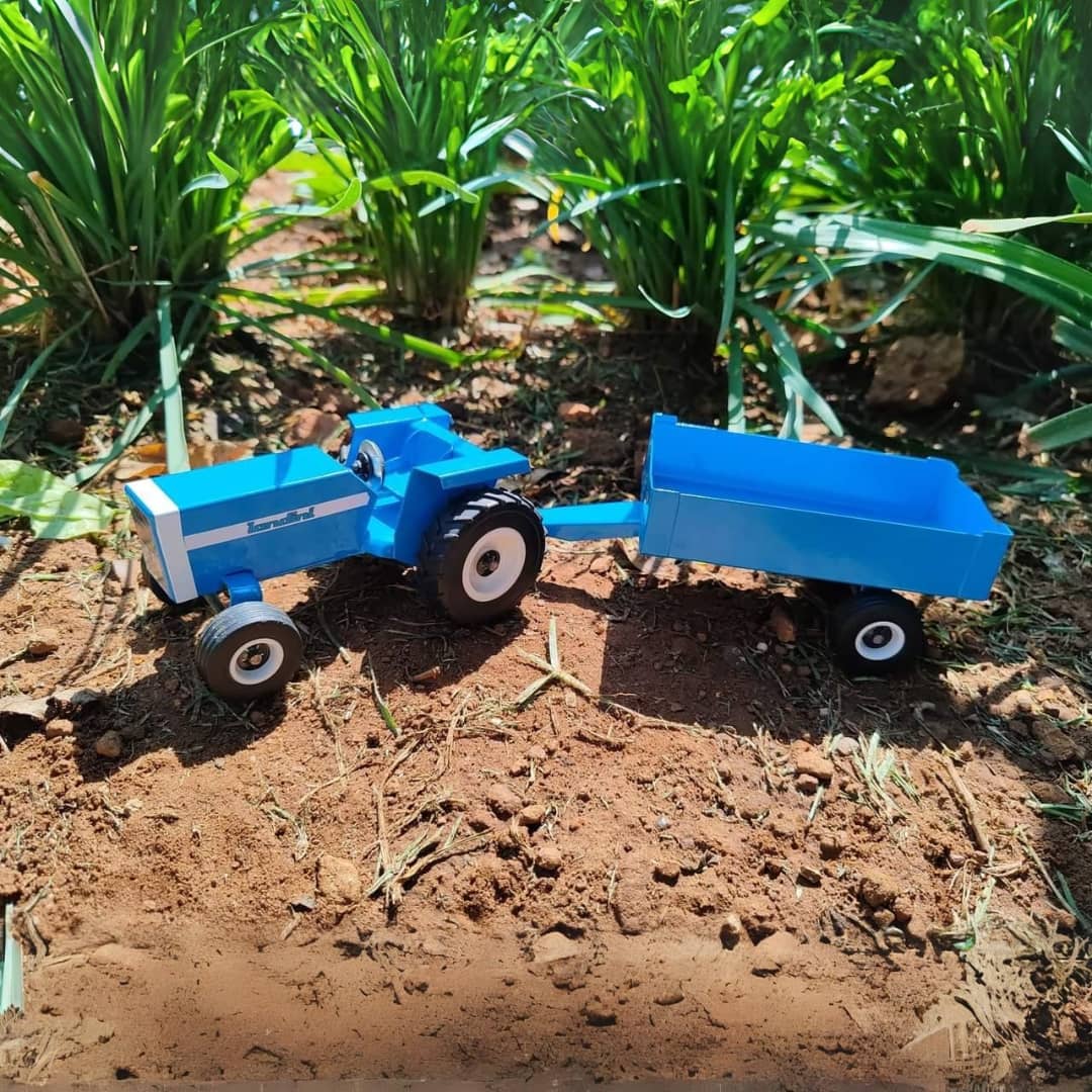 Landini & Trailer 1/32 (Light Blue) - Tough Metal Toys - Toys for Africa